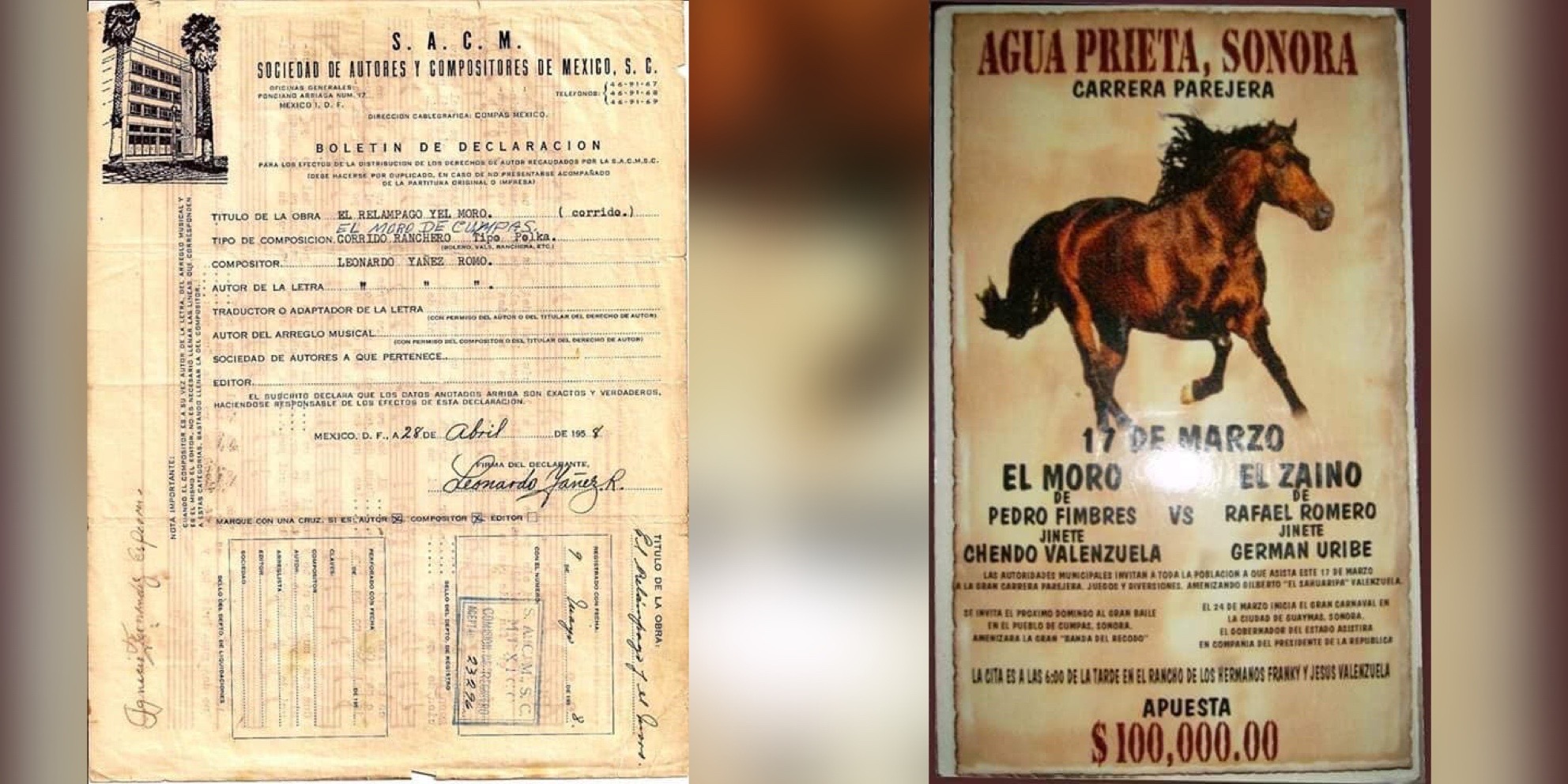 Así se registro “El Moro de Cumpas” en 1958 - Red 93.3